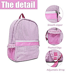 Kids Travel Overnight Bag Seersucker Weekender Duffel Bag Toddler Backpack Pink Mini Preschool for Boys and Girls