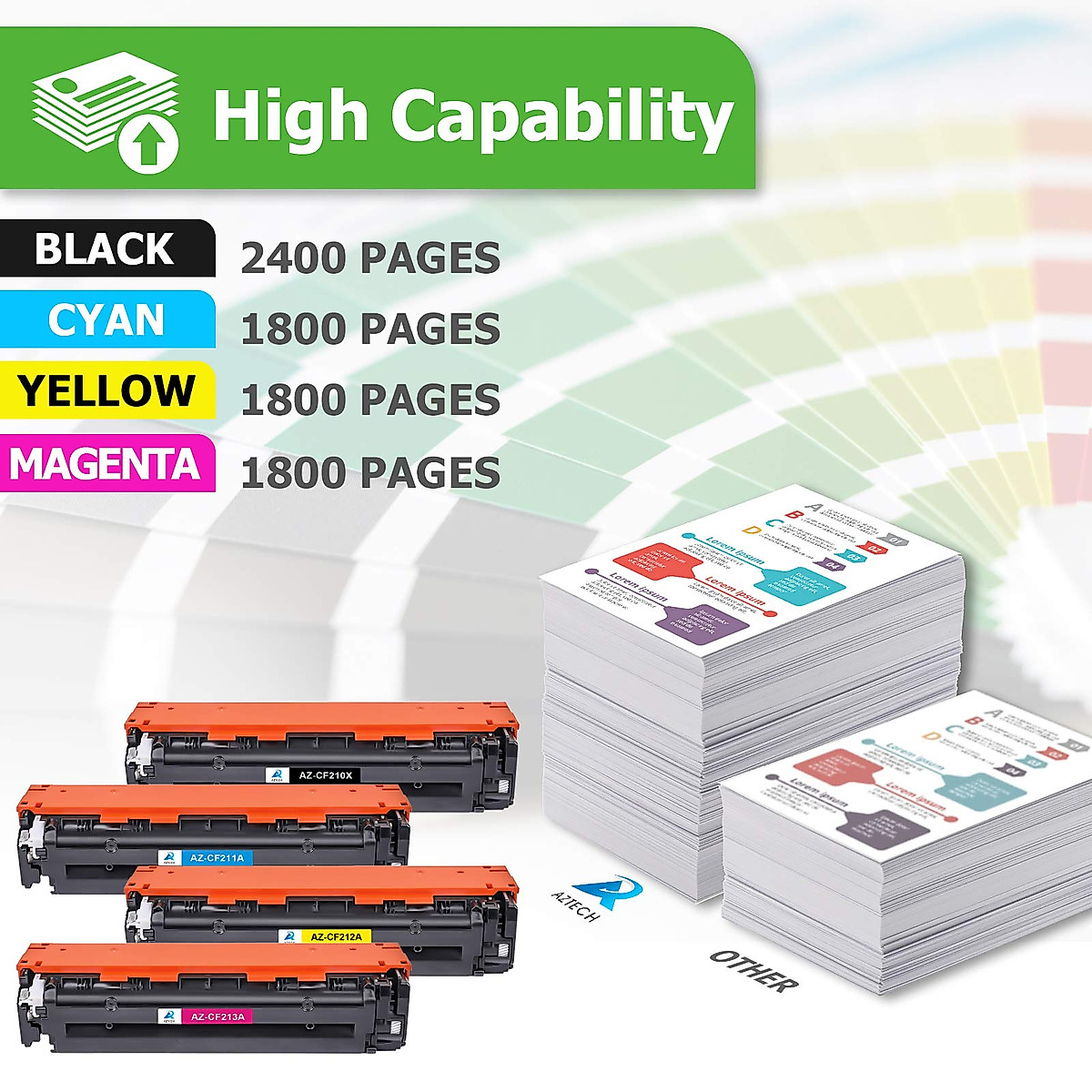 Aztech Compatible Toner Cartridge Replacement for HP 131X 131A CF210X CF210A CF211A CF212A CF213A (Black/Cyan/Yellow/Magenta, 4-Pack)