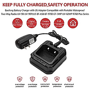 BAOFENG Battery Charger Base with US Adapter 100-240V Waterproof Two Way Radio UV-9R UV-9R Plus UV-9RPRO BF-A58 BF-9700 GT-3WP UV-82WP R760 Plus Series