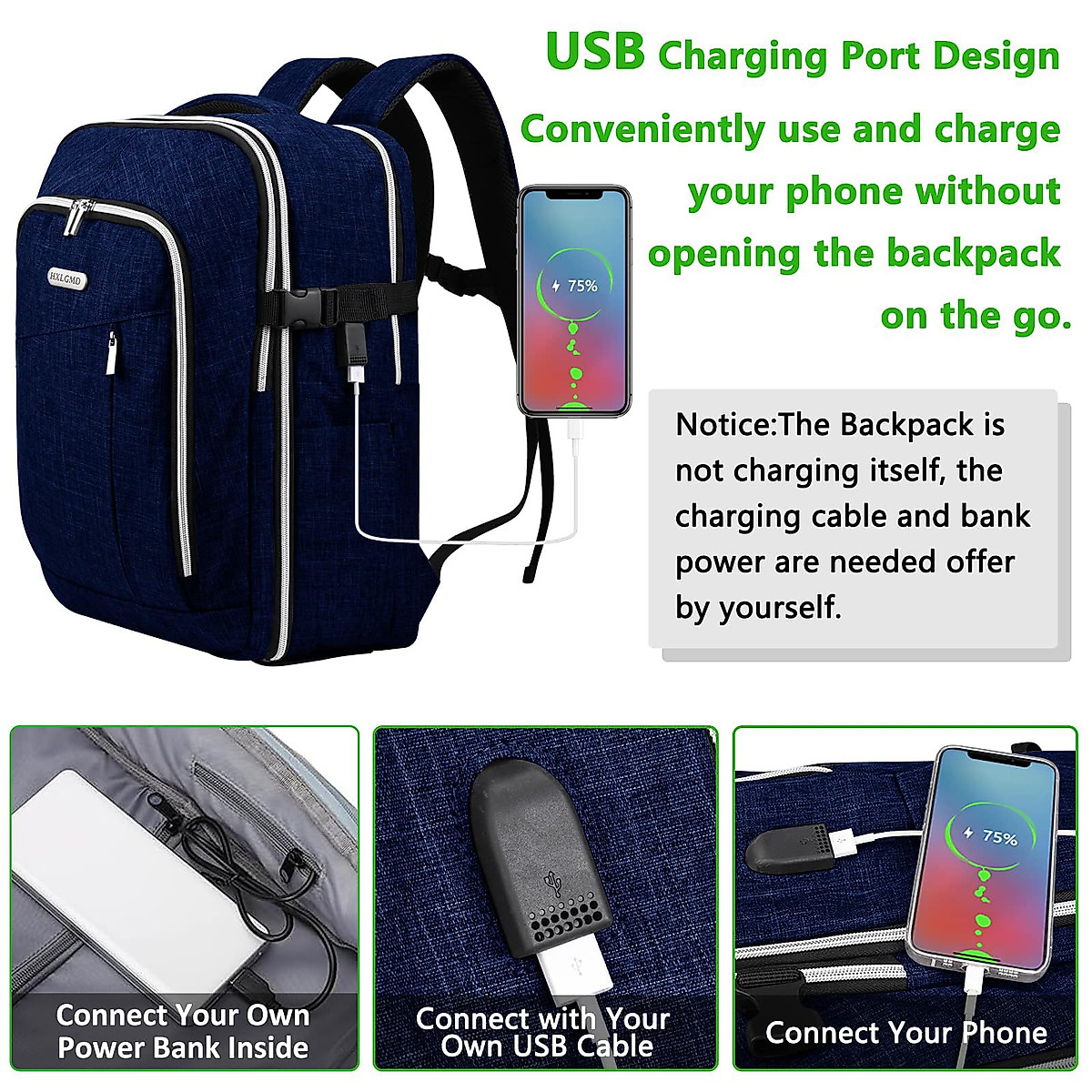 HXLGMD Personal Item Travel Backpack for Women Men, Flight Approved Carry On Underseat Luggage Casual Weekender Daypack for College Business Outdoors