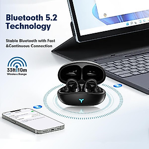 Clip On Earbuds Wireless Bluetooth Ear Clips Ear Buds Open Ear Headphones Ear Cuffs Wireless Ear Clip Bone Conduction Headphones Waterproof Sports Running Earphones for Small Ear Canal