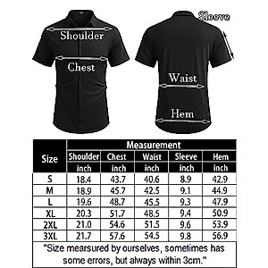 COOFANDY Casual Dress for Men Short Sleeve Button Up Summer Beach Shirts Wrinkle Free Black