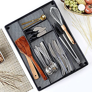 Velaze Black Cutlery Organizer Kitchen /Office Mesh Steel Utensil Drawer Storage