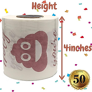 50th Birthday Toilet Paper - Happy birthday toilet paper prank– Funny 50th birthday gifts for men and women– best friend birthday gifts– Novelty Toilet paper roll gag gifts – 3 Ply (50th Birthday)