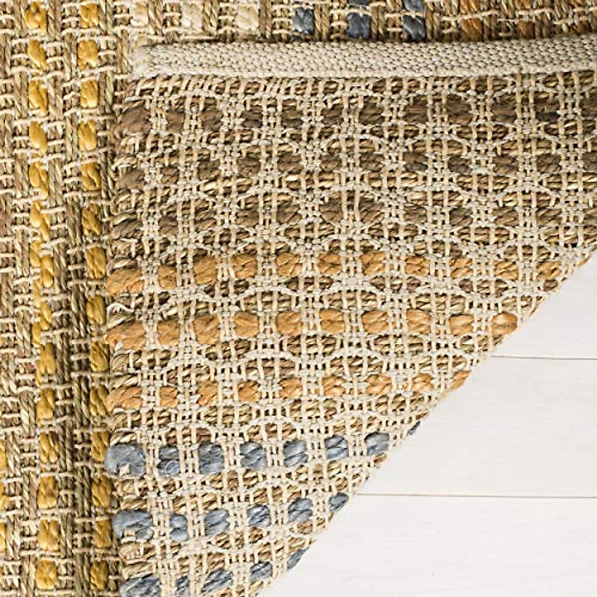 SAFAVIEH Organica Collection Area Rug - 6' x 9', Multi, Handmade Stripe Jute, Ideal for High Traffic Areas in Living Room, Bedroom (ORG411A)