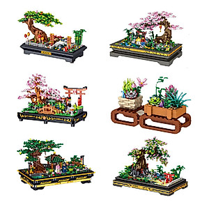 Cihely Bonsai Tree Building Blocks Kits 00902, Artificial Bonsai Building Project to Release Stress and Focus The Mind, for Birthday Christmas Gifts to Adults/Teens（Cherry Blossoms 1469PCS）