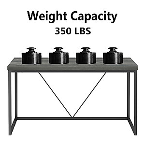 EXCEFUR 55 inch Computer Desk, Vintage Work Desk for Home Office, Rustic Wood and Metal Study Writing Table, Grey