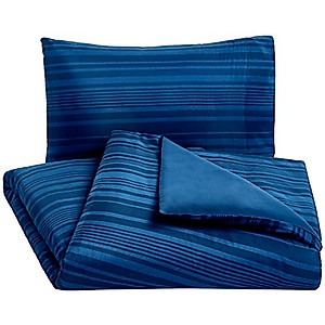 AmazonBasics Microfiber Duvet Cover Set – 135x200cm/50x80cmx1, Royal Blue Calvin Stripe