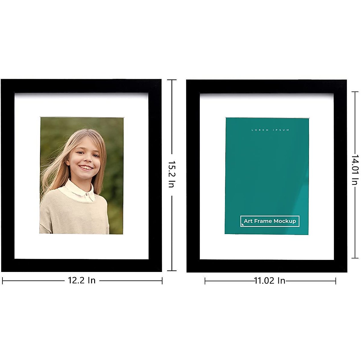 Picrit 11x14 Picture Frame Set of 4, Made of High Definition Real Glass, Display 8x10 with Mat or 11x14 Without Mat, Photo Frames for Wall Mounting or Table Top Display