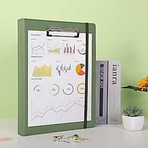 SKYDUE 3 Ring Binder with Clipboard, 1 Inch Binder, 13.2" × 10.2" PU Clipboard Binder with Notepad & 5 Dividers with 10 Pockets, Labels, Clipboard Folder Great for School Office (Fit A4/Letter Size)