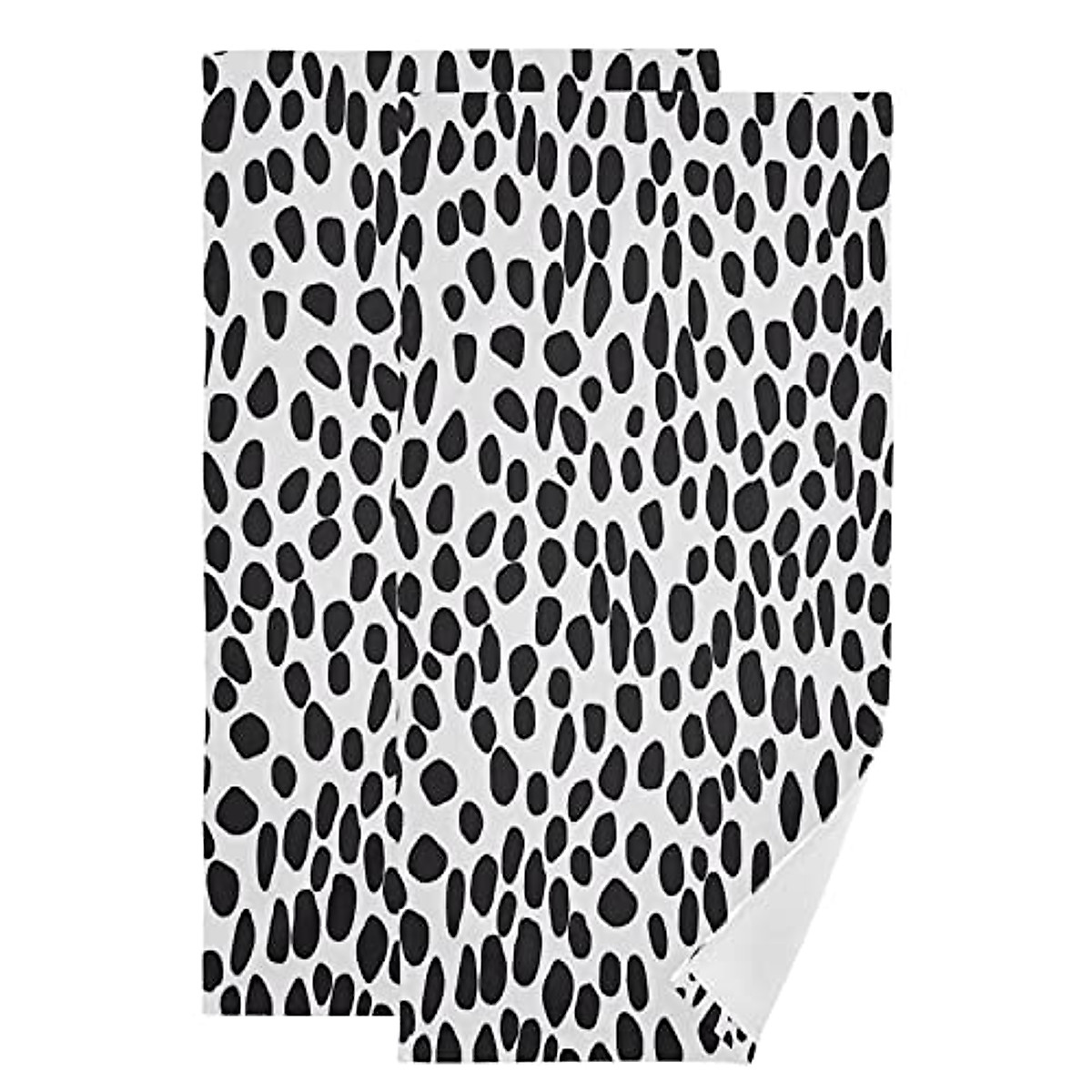 Kigai 2 Pack Black White Leopard Print Hand Towels Set Kitchen Towels Super Soft Highly Absorbent Fingertip Towel for Bath,Kitchen,Gym and Spa