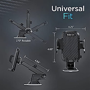 SIISTEM Phone Mount for Car, Universal Car Phone Holder Mount with Suction Cup, Release Button and Lock Mechanism, Cell Phone Holder for Car Dashboard Windshield