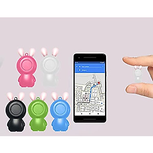 Portable Rabbit-Shape Locator Mini Anti-Loss Device Waterproof Bluetooth 5.0 Mobile Tracking Bluetooth GPS Locator for Pet Keychain Bag, Black, 1PC