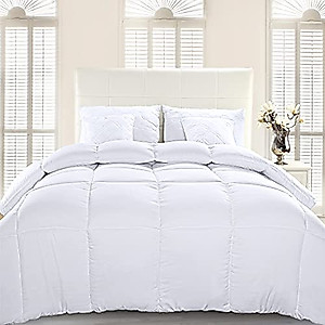 Utopia Bedding Comforter Duvet Insert - Quilted Comforter with Corner Tabs - Box Stitched Down Alternative Comforter (King, White)