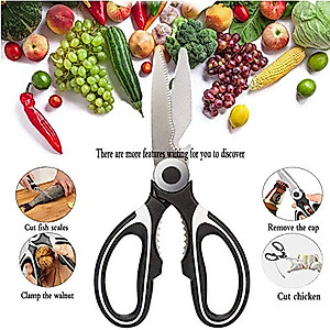 Kitchen Scissors - dishwasher safe Stainless Steel Poultry Shears, Multi-function Cooking Scissors Heavy Duty