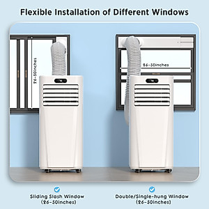 ZAFRO 8,000 BTU Portable Air Conditioners Cools up to 350 Sq.ft, Portable AC Unit Built-in Cool, Dehumidifier, Fan Modes, Room Air Conditioner with Remote/Installation Kits, White