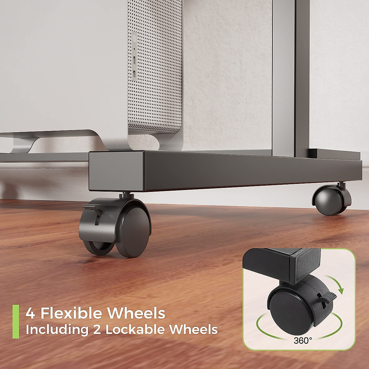 Eureka Ergonomic Height Adjustable Computer Desk, Rolling Sit Stand Desk for Home Office with Hutch, CPU Stand & Lockable Wheels, 41 inch-Black