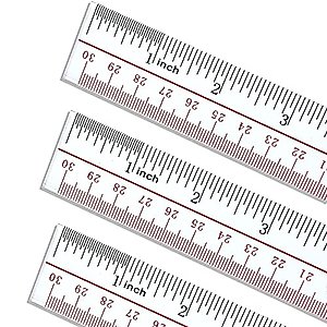 Adisalyd- Ruler, Plastic Clear Rulers 12 inch Pack of 3, Office use Measuring Tools, Rulers for Kids, Drafting Tools, Ruler inches and Centimeters, Transparent Ruler Measuring Tools, Ruler Set