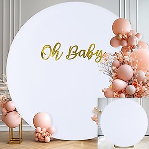 Gallety 7.2 FT White Round Backdrop Cover for 5 to 7.2ft Circle Arch Stand - Adjustable Polyester Arch Backdrop Cover for Wedding Arch Birthday Party Photography Decoration