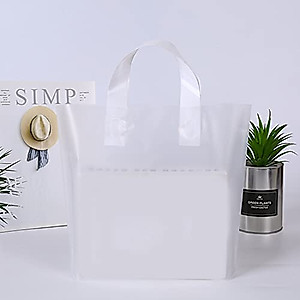 Gogmooi 150 Pcs Plastic Bags with Handles Bulk, Clear Bags Soft Frosted Plastic Bags for Gifts, Boutiques, Events High-Density Size Reusable Bulk 12" x 50 pcs, 14" x 50 pcs, 16" x 50 pcs