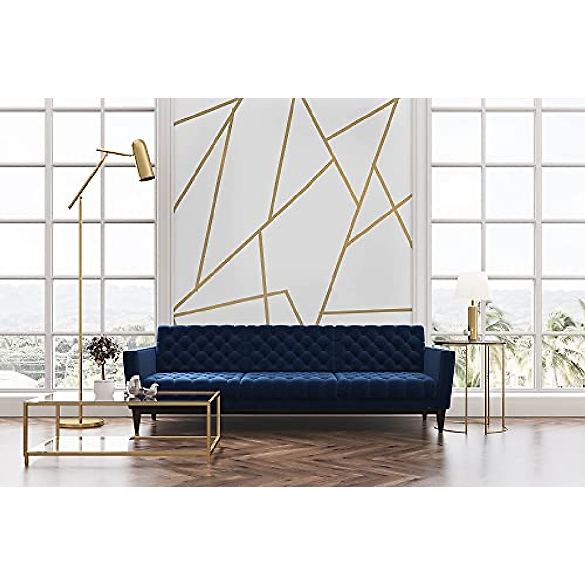 Murwall Gold Wall Decal Peel and Stick | Geometric Line Wall Sticker | Metallic Line Wall Decals