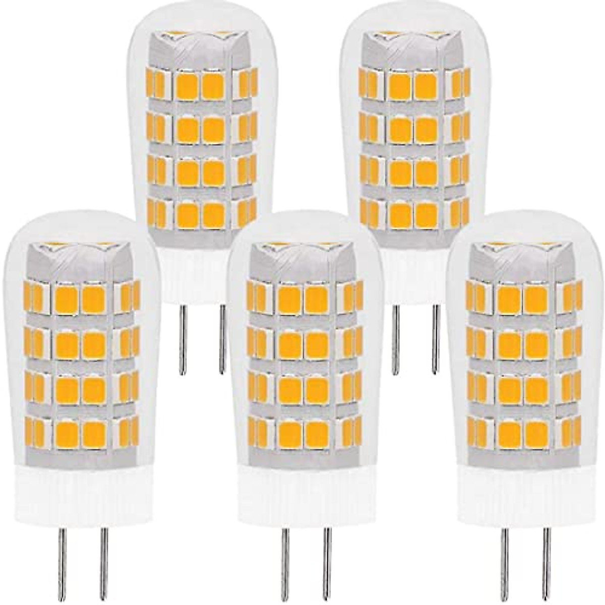 GY6.35 G6.35 AC/DC12V LED Bulb 4W Equivalent to 35-40W GY6.35 Halogen T4 JC Type Bi-pin Base Warm White 2700K, Non-dimmable, Pack of 5