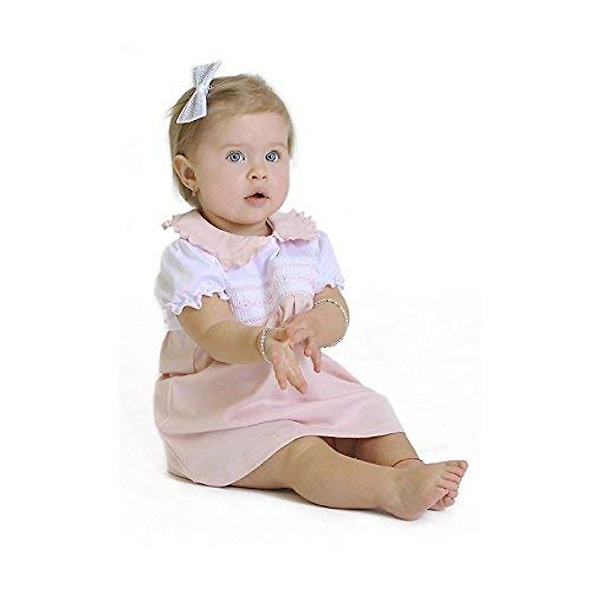 Dakomoda Baby Girls' 100% Organic Pima Cotton Dress - Pink Smocked Easter Dress Diaper Cover 9-12