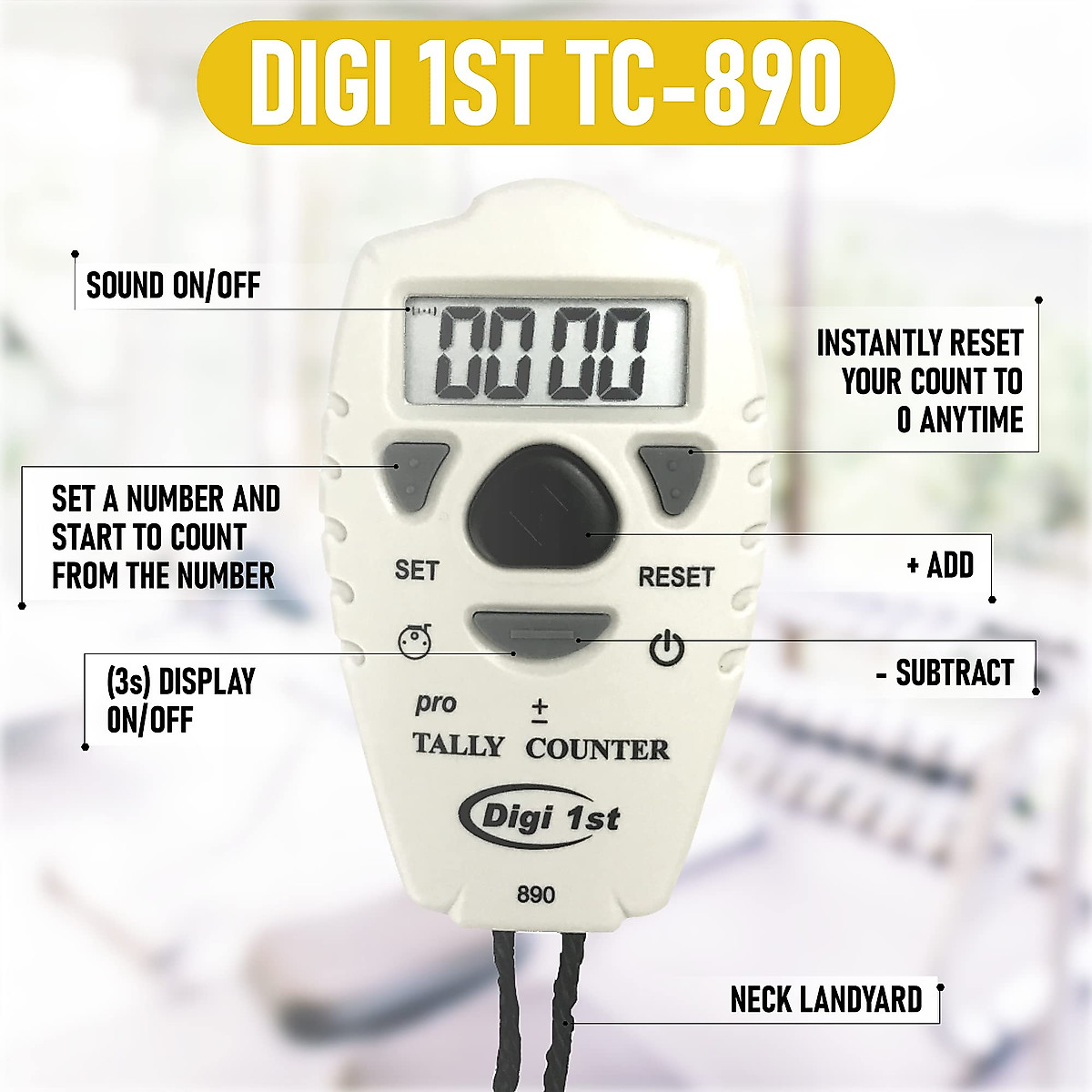 Digi 1st TC-890 Digital Tally Counter, Electronic Up Down Clicker Counter, Add/Subtract People Counter, Handheld Pitch Counter for Golf, Lap & Knitting (2-Pack)