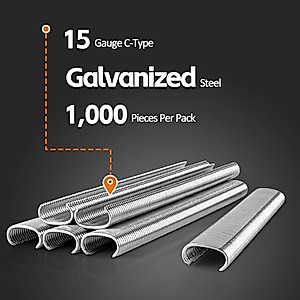 Kamsin SC7 15 Gauge Galvanized Steel 3/4-Inch Crown Hog Rings C Rings Staples Hog Ring Staples 1,000/Pack (1,000 PCS(Galvanized Steel))