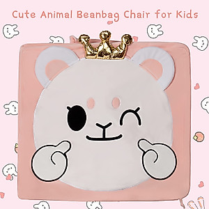 Bear Stuffed Animal Storage Bean Bag Chair Cover 24x24 Inch Velvet Extra Soft Plush Organization Replace Mesh Toy Hammock for Kids Toys Blankets Towels Clothes Household Supplies Brown