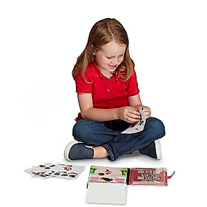 Melissa & Doug On The Go Make-a-Face Reusable Sticker Pad Travel Toy Activity Book – Farm Animals (10 Scenes, 76 Cling Stickers)