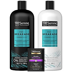 TRESemmé Anti Breakage Shampoo and Conditioner Set, Promotes Healthy Hair Growth, Reduces Dry Hair Breakage Up to 80%*, Vitamin E, Vitamin B12 and Gelatin, 28 Fl Oz Each. premium Packaging, Gift Set