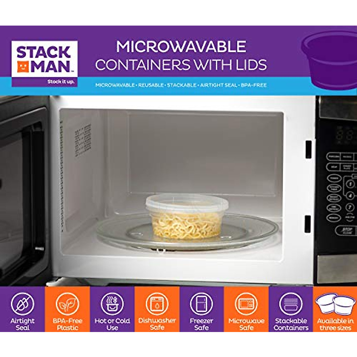 [48 Sets - 8 oz.] Plastic Containers with Lids - Slime Containers 8 oz - Small Containers with Lids