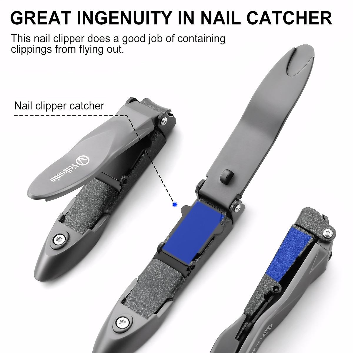 Nail Clippers for Men with Catcher, Ergonomic Design Self-Collecting Sharp Blade Durable Nail Clipper Cutters Trimmer for Men and Women, 18-month Replacement Warranty