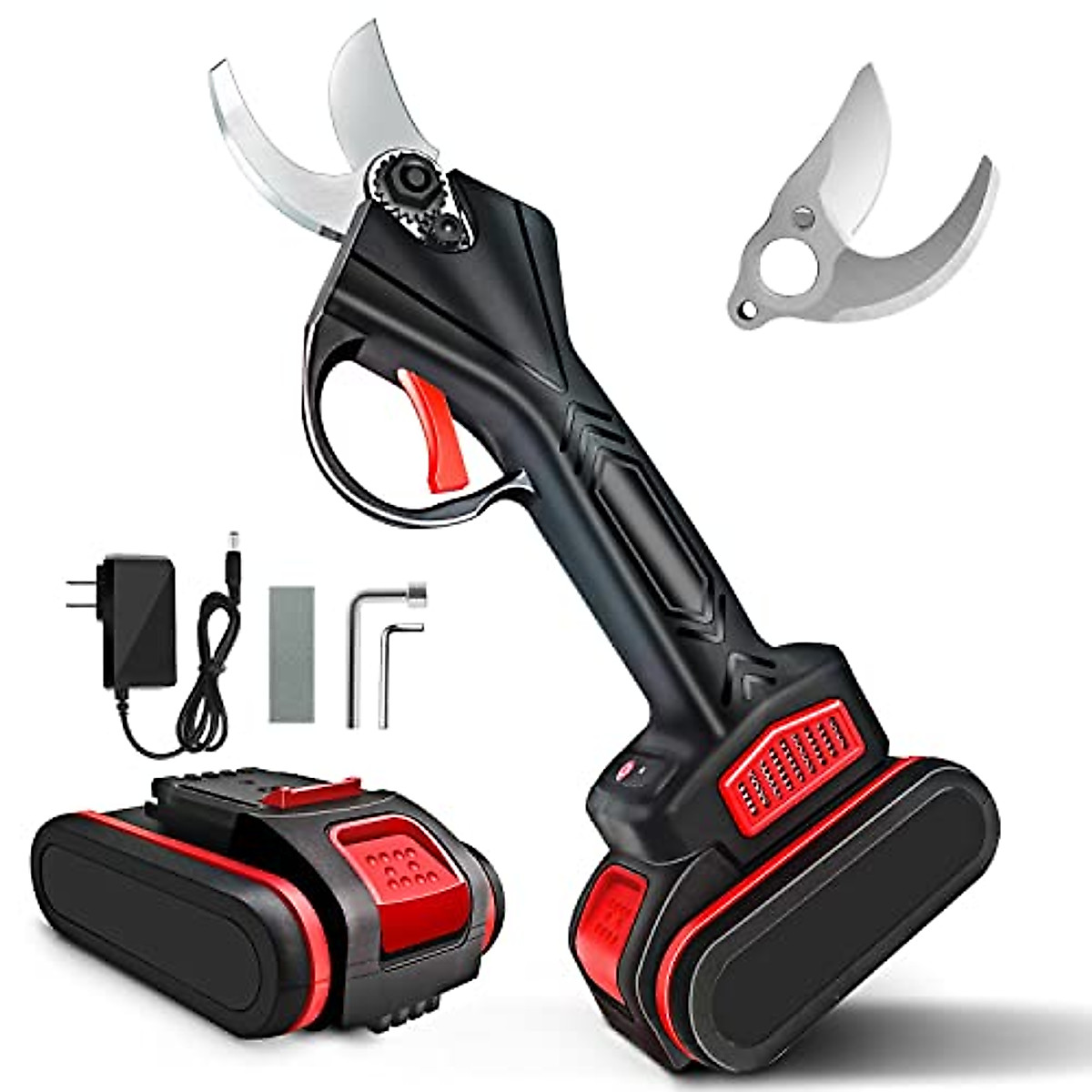 HOOUP Electric Pruning Shears for gardening tree trimming,Professional Cordless Electric Pruning  with 2 PCS Rechargeable 2Ah Lithium Battery and 25mm Cutting Diameter, Tree Branch Pruner (Black)