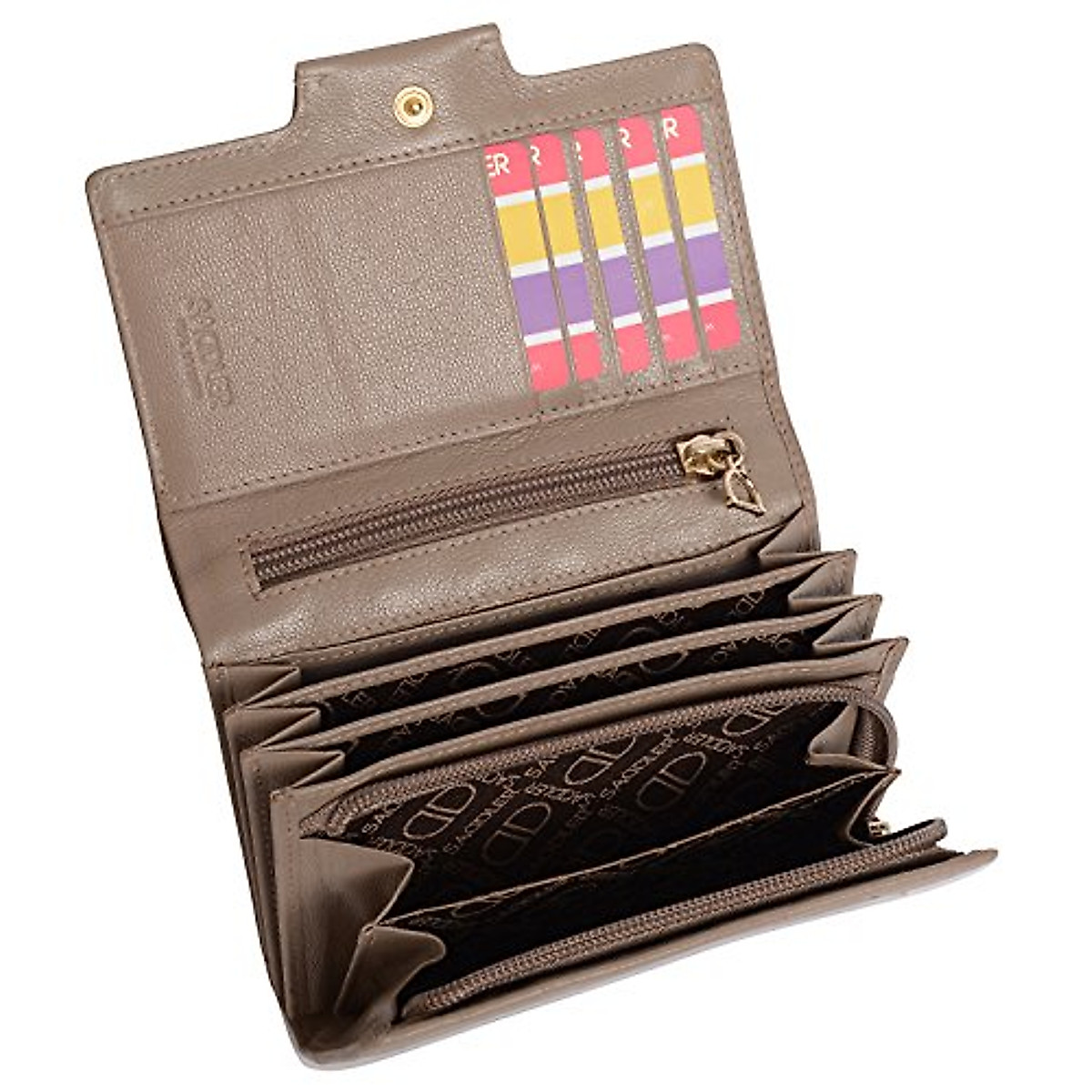 SADDLER Womens Medium Leather Credit Card Coin Purse Wallet with Zip |Gift Boxed - Putty Grey