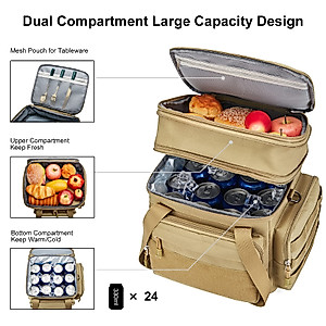 Gafetrey Large Tactical Lunch Box for Men, Insulated Lunch Bag Adult, Thermal Lunchbox Leakproof Waterproof Cooler Bag, Dual Compartment Lunch tote, Large Lunch Pail for Work Office Camping 24L