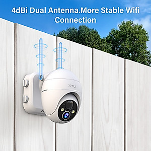 XTU Security Camera Outdoor, 2K Wireless WiFi 360° PTZ Camera, Solar Security Camera Battery Powered, Home Surveillance Camera with Spotlight & Siren/Motion Detection/3MP Color Night Vision/IP66.