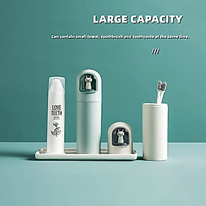 Travel Toothbrush Case Portable Business Trips Wash Cup Cartoon Rabbit Large Capacity Toothpaste Container Holder Organizer Toothbrushes Storage Box for Traveling Camping Business Trip School, Pink