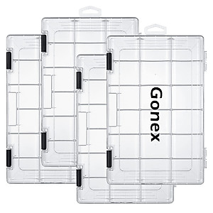 Fishing Tackle Boxes, Transparent Fish Tackle Storage with Adjustable Dividers, Plastic Box Organizer 3600 Tackle Trays, 4 Packs