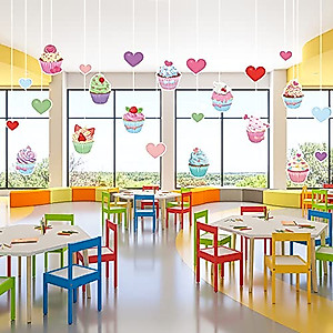 85Pcs Valentine's Day Cupcake Bulletin Cut Out Classroom Decoration Colorful Cupcakes Hearts Cutouts Cupcake Paper Cutouts Birthday Bulletin Board Decorations for Classroom, Valentine's Day Gifts
