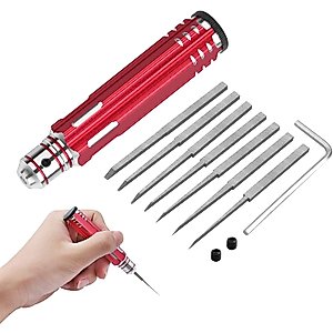 Craznick 7 In 1 Prime Model Scriber with 7 Blades Gundam Resin Carved Scribe Line Cutting Tool Chisel (0.1/0.2/0.4/0.6/0.8/1.0/2.0mm) Red