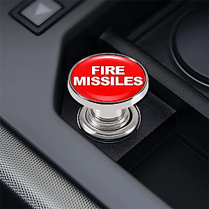 AUCELI Fire Missiles Button Car Cigarette Lighter Plug, Aluminum Alloy Push Button Cigarette Lighter Replacement for Most Vehicles with Standard 12 Volt Power Source, Car Accessory (FIRE Missile)