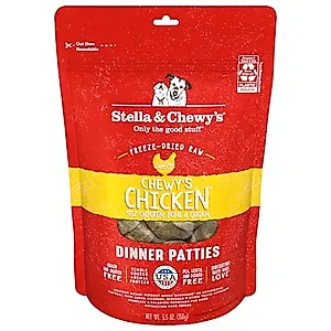 Stella & Chewy's Freeze Dried Raw Dinner Patties – Grain Free Dog Food, Protein Rich Chewy’s Chicken Recipe – 5.5 oz Bag