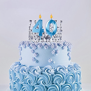 Blue 17th & 71st Birthday Candles for Cakes, Number 17 71 Glitter Candle Cake Topper for Party Anniversary Wedding Celebration Decoration