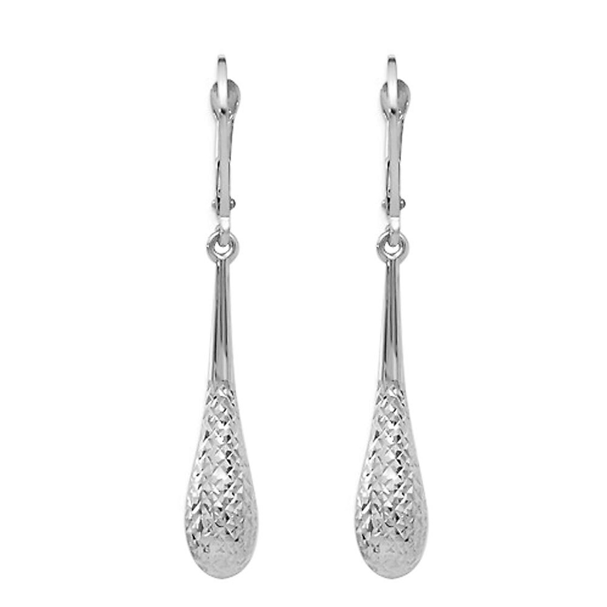 LeCalla 925 Sterling Silver Leverback Drop Earrings | Silver Drop Dangle Earring Jewelry | Diamond-Cut Leverback Earrings for Women - 32mm