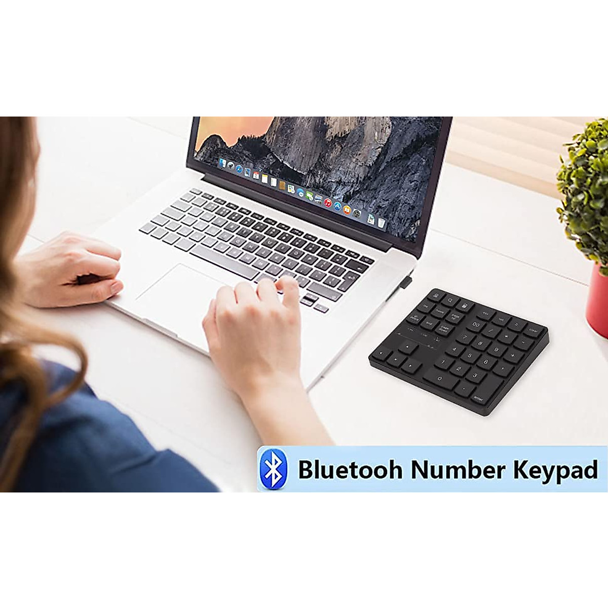 GOWENIC Wireless Numeric Keypad, 35 Key Bluetooth Number Pad, 2.4G Wireless Ergonomic Design Silent Rechargeable One Handed Gaming Keyboard for Laptop, Computer, Desktop
