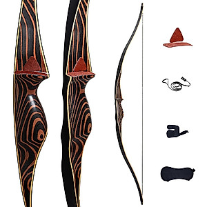Deerseeker Archery 54" Traditional Bow Hunting Longbow with Bamboo Core Limbs Handmade Recurve Bow RH/LH for Targeting Practice Shooting Youth & Adults Bow Set 20-80lbs