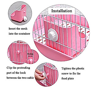 Mcgogo Rabbit Food Bowl,Guinea Pig Food Bowl,2 in 1 Hanging Automatic Rabbit Feeder Dispenser for Small Animal, Hay Feeder for Chinchillas (Blue)