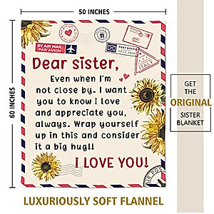 Autogiftry Sister Gifts Blanket, Sister Gifts from Sister, Sister Birthday Gifts from Sister Brother, Sister Christmas Blanket Gifts to My Sister, Big Sister Gift Throw Blanket 60” x 50” (Beige)